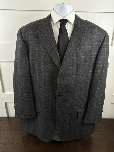 Haspel Mens Gray Brown Check 100% Worsted Wool Blazer Jacket Sport Suit ...
