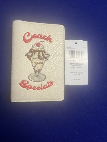 NWT COACH ICE CREAM SUNDAE ID/CARD WALLET CHALK/MULTI LEATHER CU123 | eBay