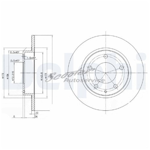 2x Delphi Bremsscheibe hinten für Mazda Premacy CP Xedos 6 CA | 175666 ...