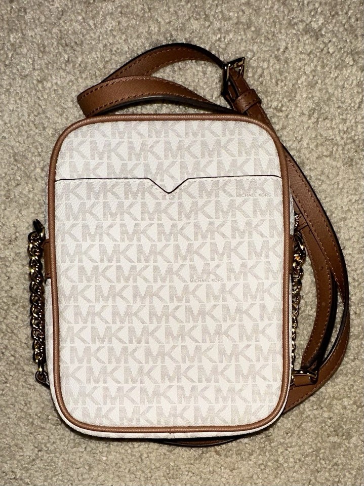 Michael Kors Jet Set Travel MK Logo PVC Leather Medium Flight Crossbody ...