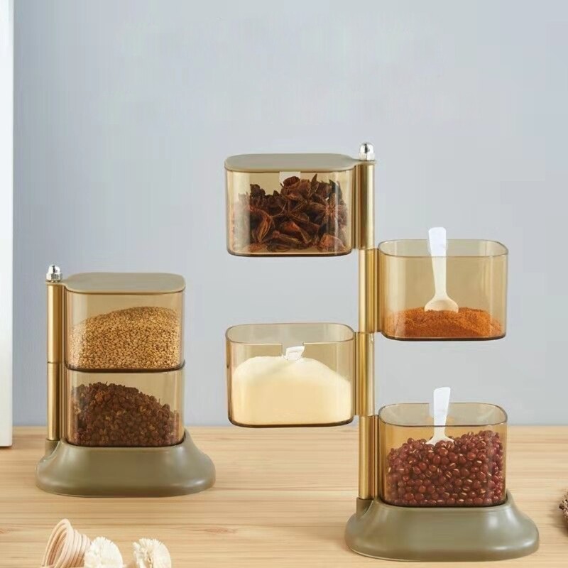 Multi-layer Seasoning Box Rotatable Spice Jar Condiment Storage ...