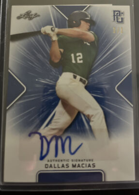 2021 Leaf Perfect Game National Showcase Blue BA-DM1 Dallas Macias Auto ...