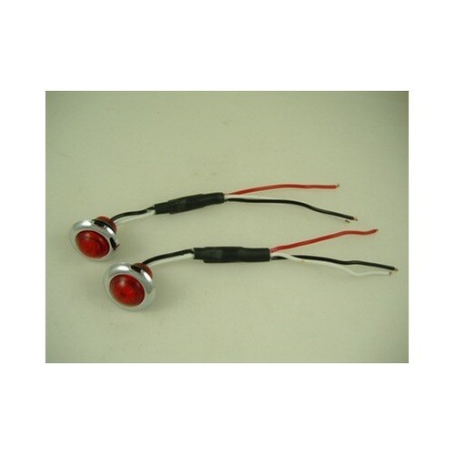 (2) Custom Mini 3/4" Round Red 3 LED Stop Turn Tail Lights /Grommets ...