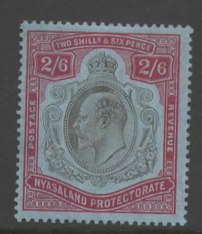 Nyasaland 1908 SG78 KEVII: 2/6d brownish black & carmine red/blue LMM ...