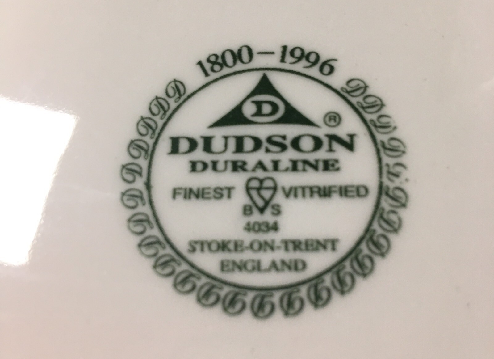 Dudson Duraline Finest Vitrified 1800-1996 BS4034 Catering Crockery ...