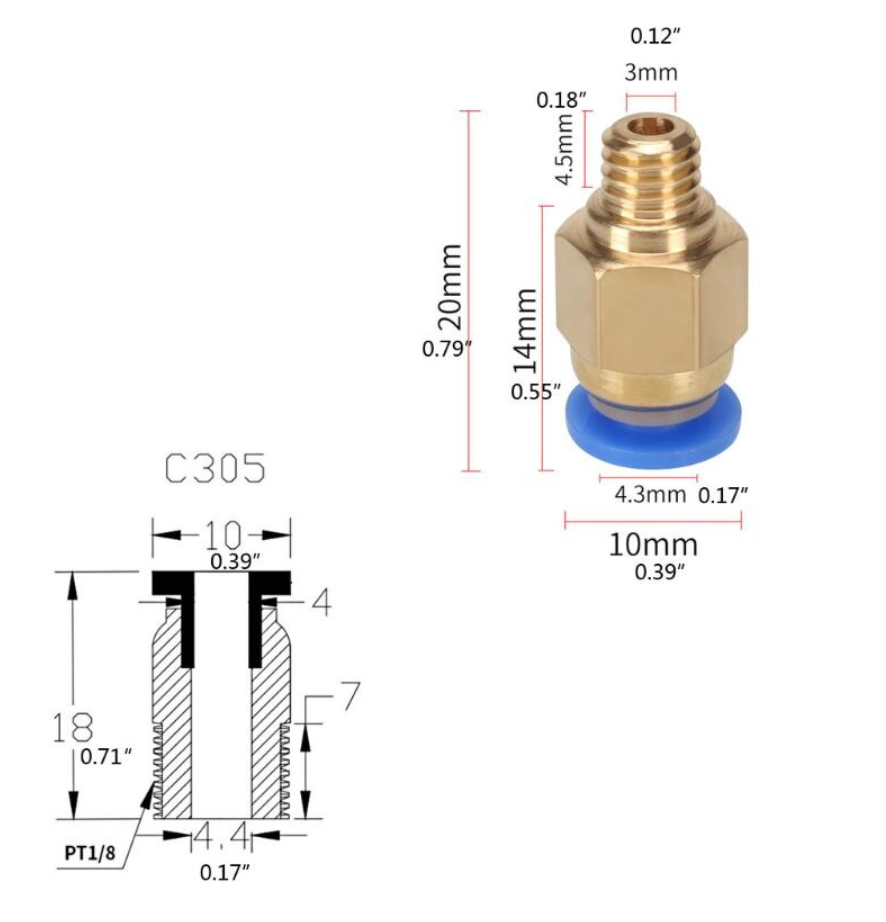 20x PC4-M10 + PC4-M6 Straight Pneumatic Fitting Push Connector for 3D ...