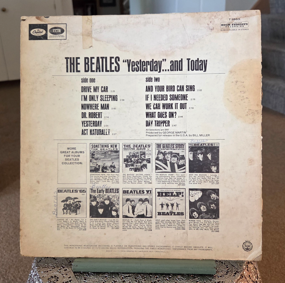 1966 Beatles Yesterday And Today Butcher Cover 2nd State Mono Capitol T ...
