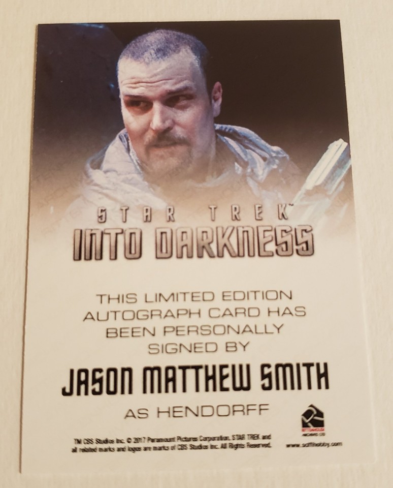 Star Trek Into Darkness Jason Matthew Smith as Hendorff Autograph Card ...