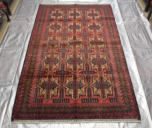 Red Handmade Afghan Baluchi Area Rug 4x6 ft Vintage Persian Oriental ...