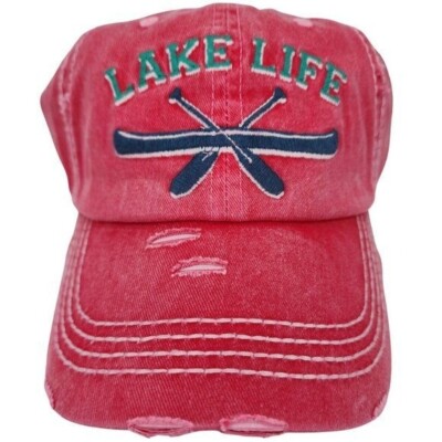 KBETHOS Distressed Pink 'Lake Life' Baseball Cap Hat NWT | eBay