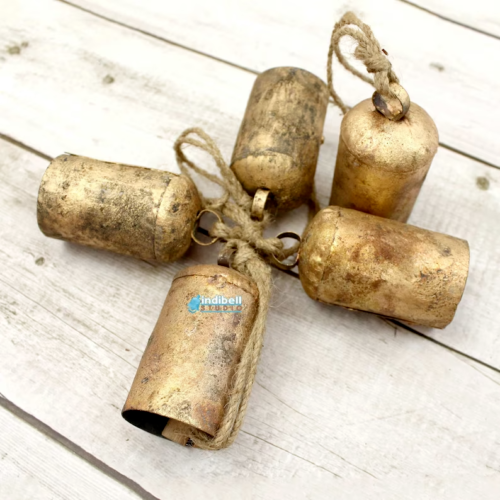 5 Large Rustic Hanging Cow Bells Decor, Rounded Top Antique Style ...
