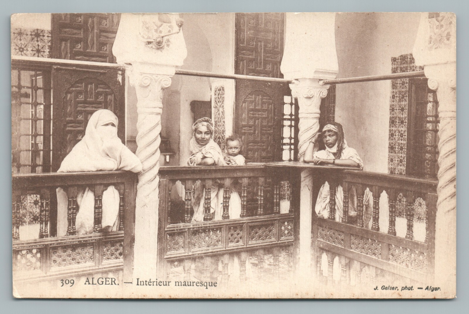 Mauresque House Interior ALGIERS ALGER Algeria—Burka Woman Antique ...
