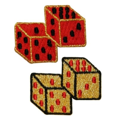 ID 0057GH Set of 2 Pair of Dice Patch Casino Vegas Embroidered Iron On ...