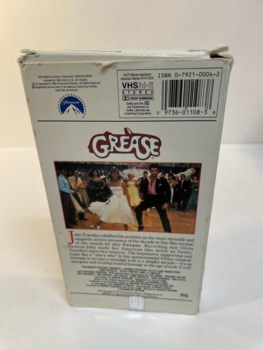 Grease VHS VCR Video Tape Movie John Travolta Used | eBay
