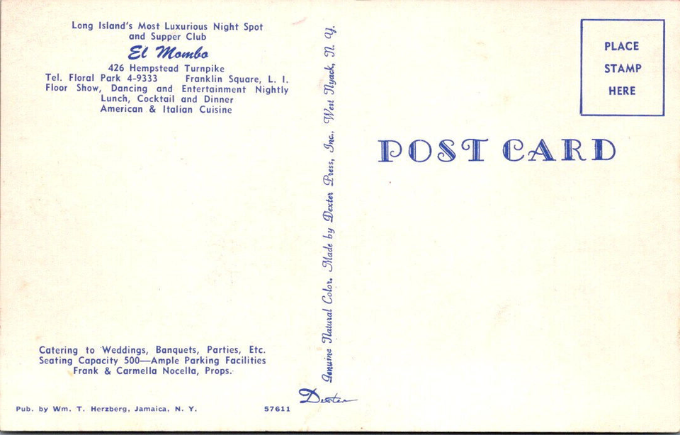Vintage Postcard NY, Long Island El Mombo Night Spot and Supper Club ...