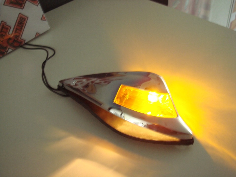 Harley Indian Front Fender Lamp Amber 12 Volt Chrome Housing V-Twin 33 ...