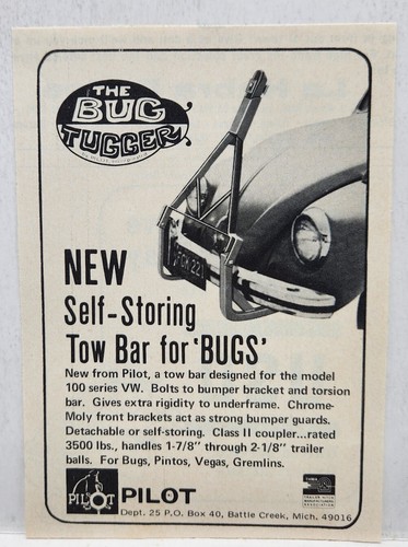 1973 Pilot VW Beetle The Bug Tugger Tow Bar Original Print Ad Battle ...