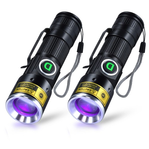 UV 395nm Lights Flashlights USB Rechargeable Ultraviolet LED Blacklight ...