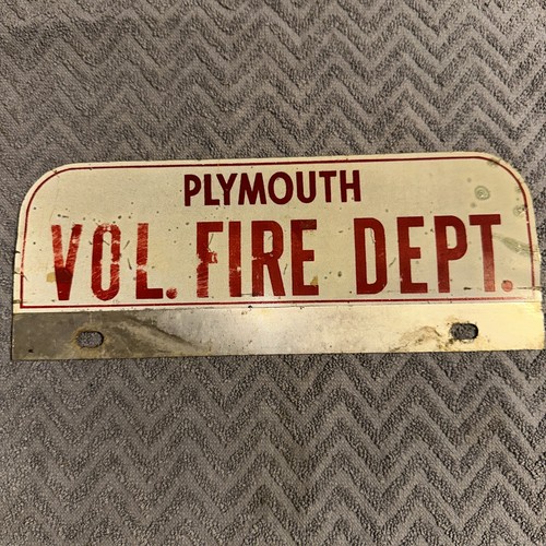 Vintage Volunteer Fire Department License Plate Topper Plymouth | eBay