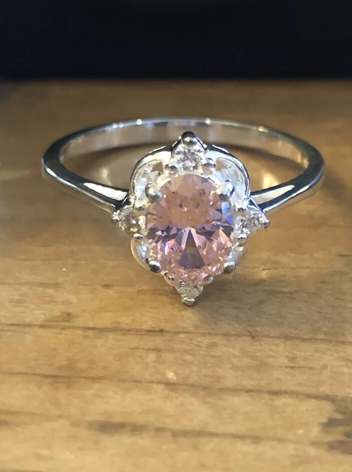 Avon Sterling 925 Avon Pink Ring with CZ Accents Size 5 Signed RJ 925 ...