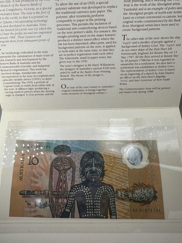 COMMEMORATIVE 1988 $10 AUSTRALIAN BANKNOTE IN FOLDER AA Rare | eBay ...