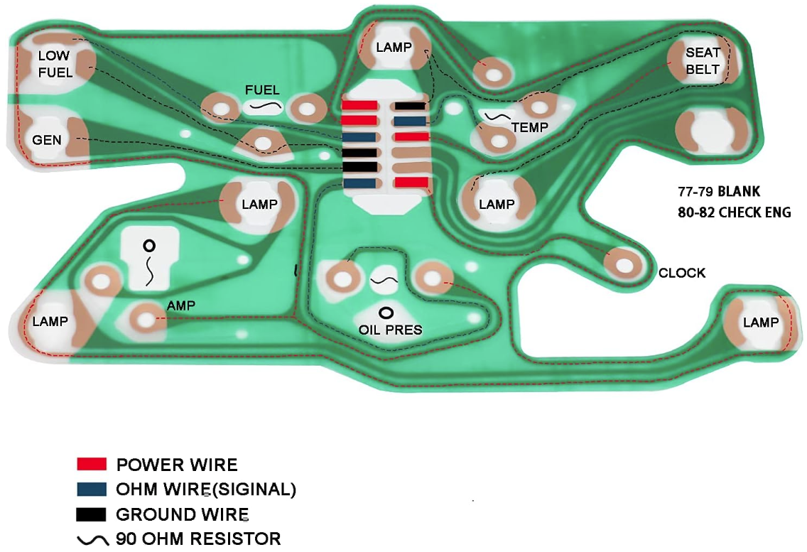 1977-82 Corvette C3 Center Gauge Cluster Printed Circuit Board GREEN | eBay