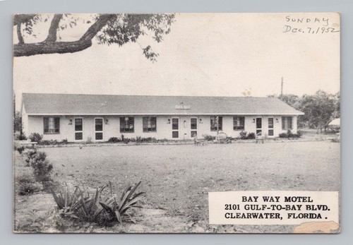 Postcard Bay Way Motel Gulf to Bay Blvd Clearwater Florida c1952 | eBay