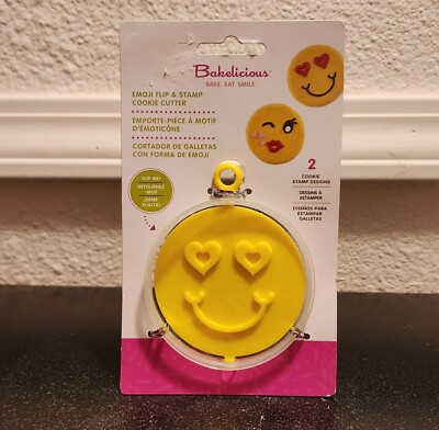 BAKELICIOUS COOKIE CUTTER FLIP STAMP Designs EMOJI New | eBay