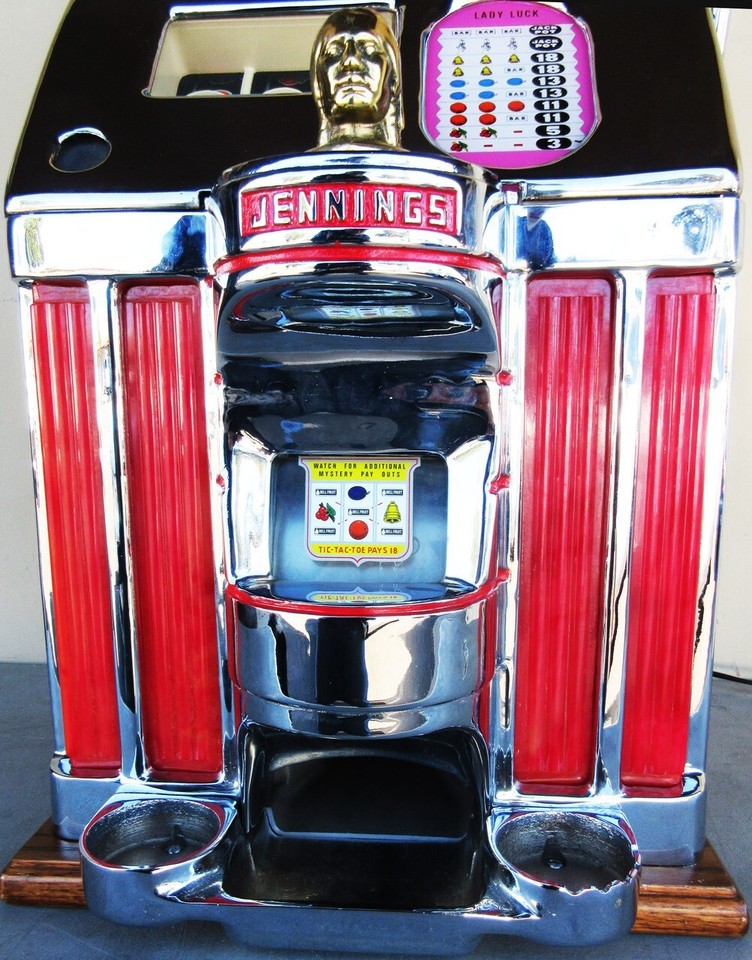 Jennings 25c Red Light Up Lady Luck Slot Machine Circa 1940's | eBay