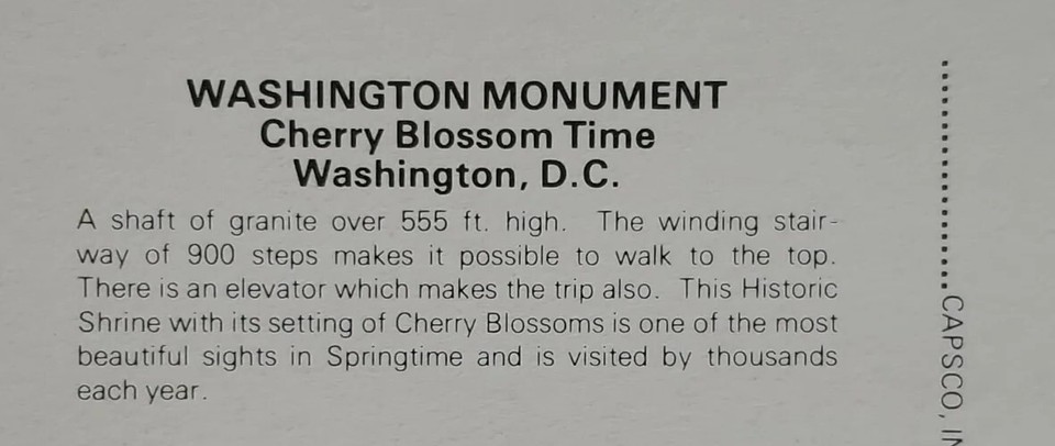 Postcard Washington Monument Cherry Blossoms DC Historic Shrine USA | eBay