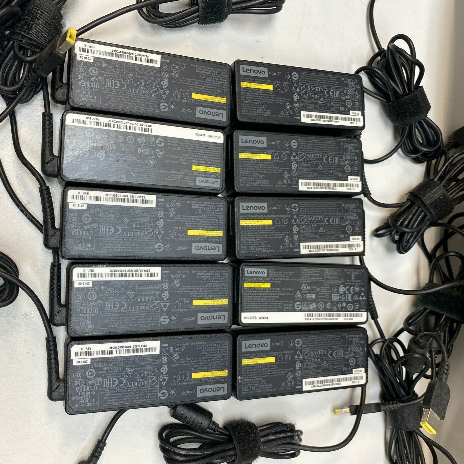 Lot of 10 Lenovo AC Adapter Power Supply 20V 3.25A 65W 00PC757 ADP-65FD ...