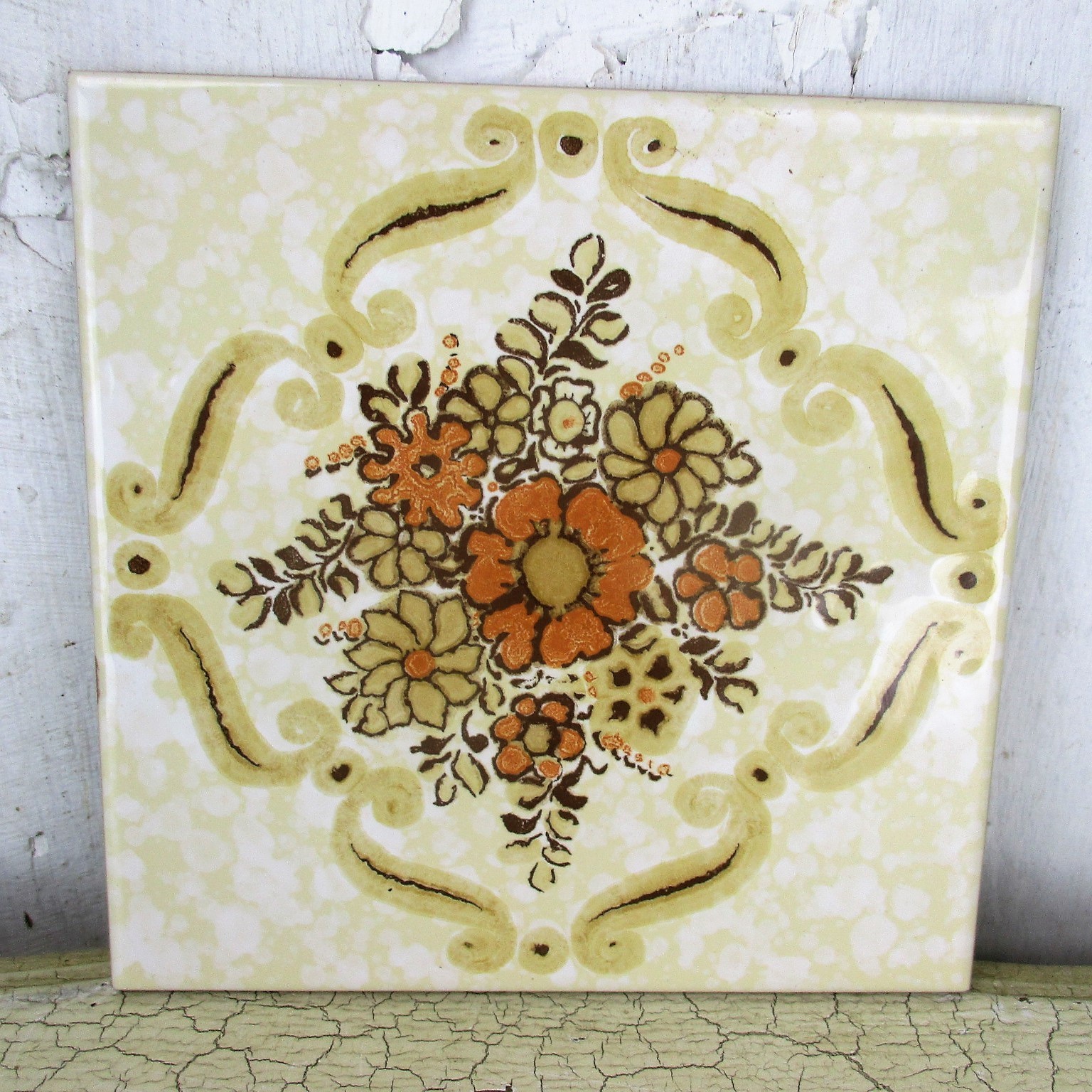 Vintage Ceramic Tile Italy Italian Marked Semigres Trivet Coaster Wall ...