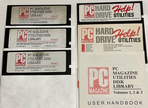 PC Magazine Utilities Disk Library Volume 1 - 3 + Help Disk & Handbook ...