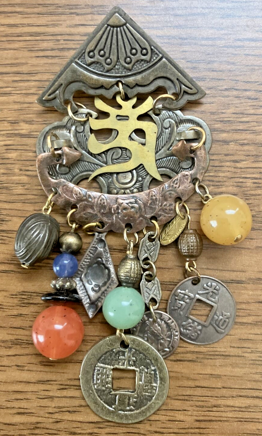 Large Vintage KC + Paul Replica Chinese Coin Dangle P… - Gem