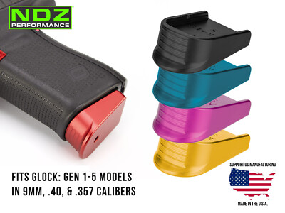 NDZ Magazine Base Plate Extension for Glock 17 19 45 Gen 1-5 Aluminum ...