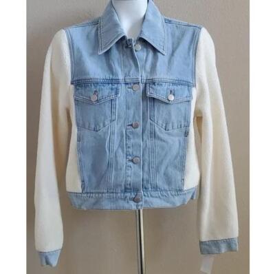 Womens Grace + Karma Teddy Denim Jacket Size Sm Med Large Sherpa ...