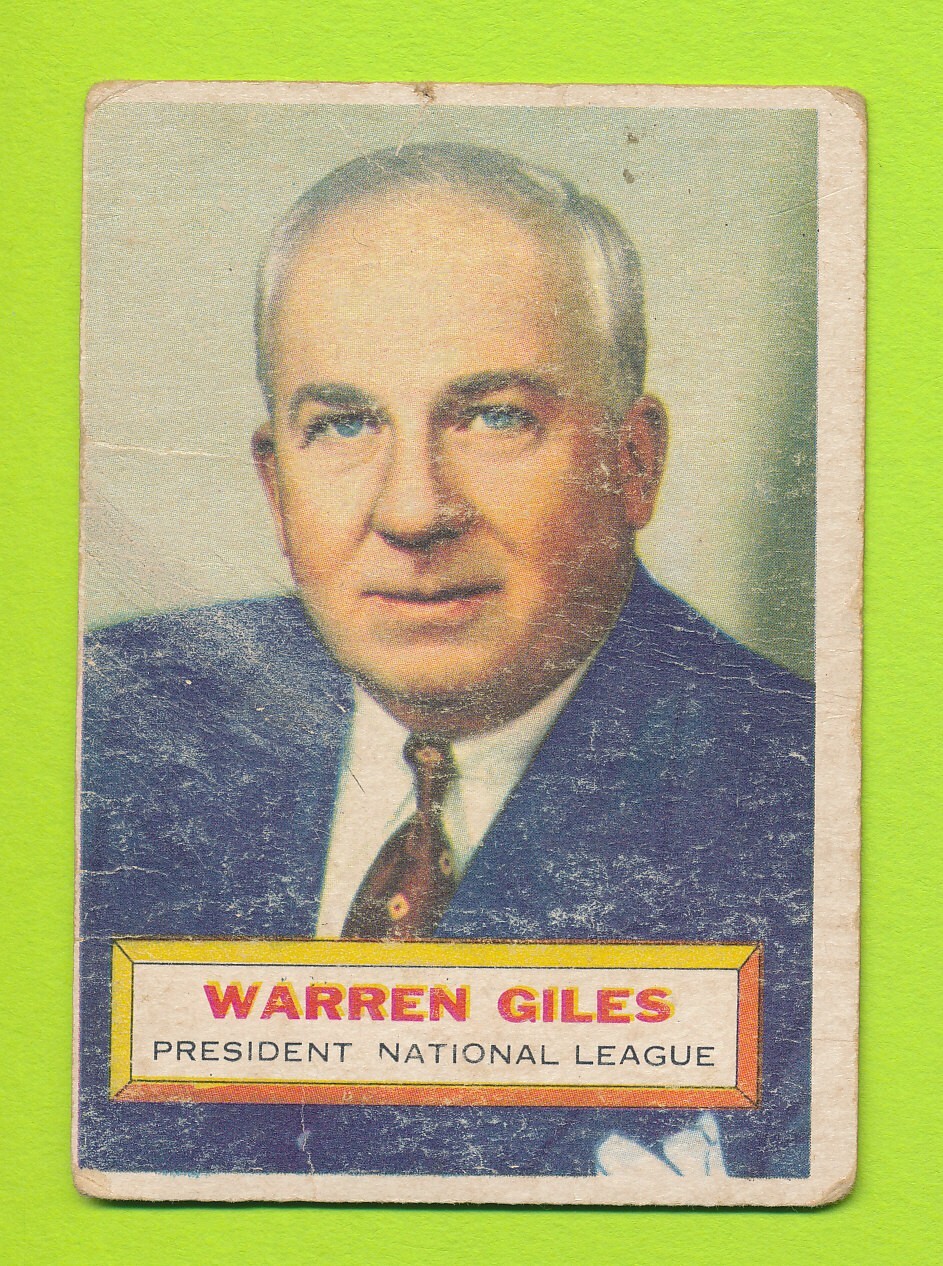 POOR-FR+/- WARREN GILES 1956 TOPPS WHITE BACK #2 LOW GRADE FILLER MLB ...