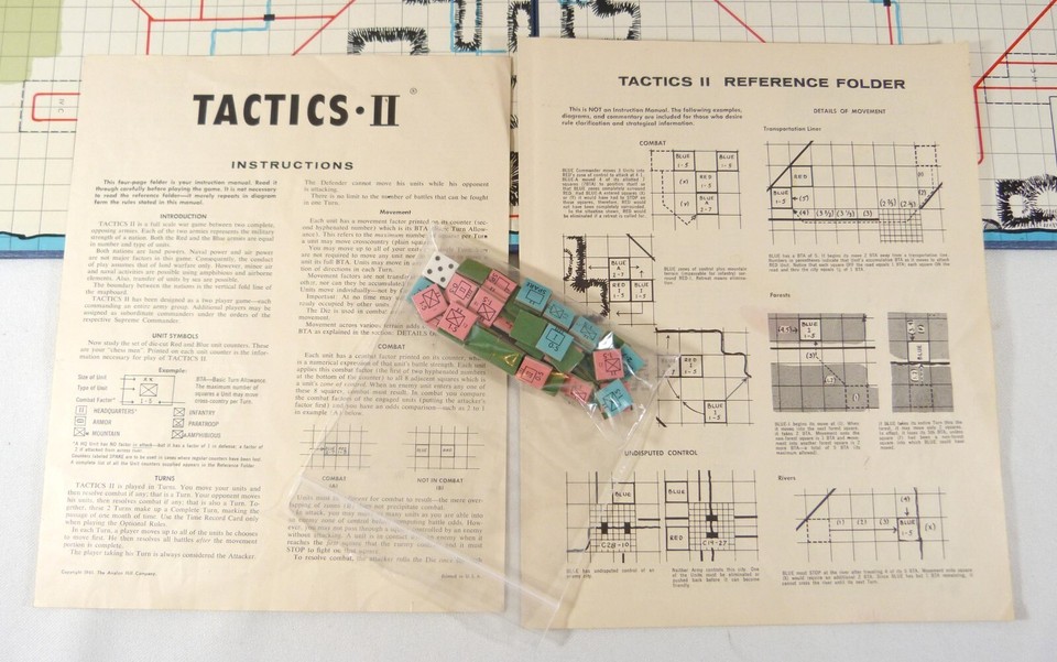 Tactics II War Game by Avalon Hill #502 ©1961 Transitional ed. Vtg ...