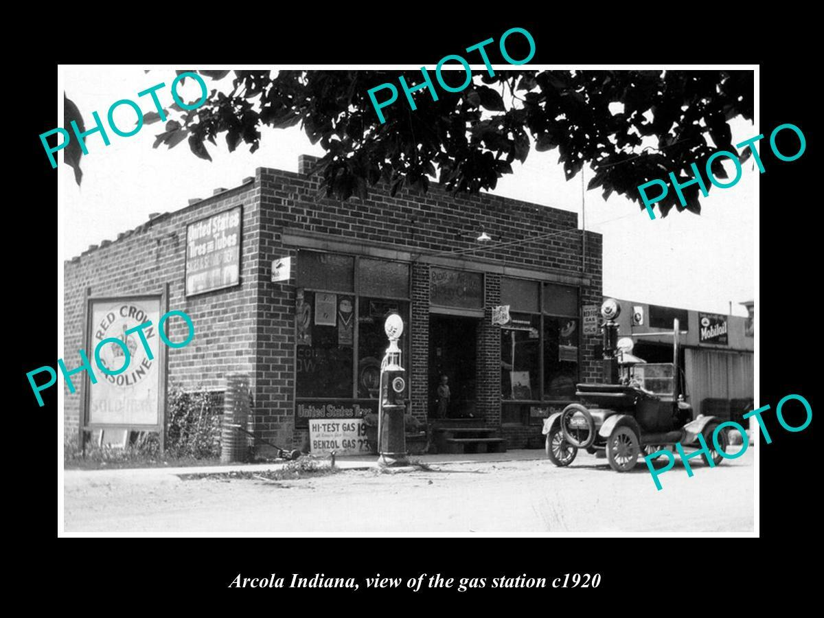 OLD 8x6 HISTORIC PHOTO OF ARCOLA INDIANA THE RED CROWN GAS STATION ...