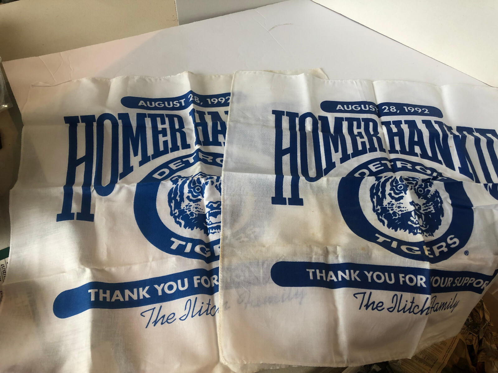 LOT of 2 1992 DETROIT TIGERS "HOMER HANKIE" SOUVENIR BANDANAS ILITCH ...