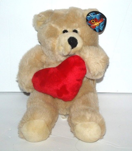 Toy Works Plush Tan Teddy Bear Red Heart 11" with hang tag | eBay