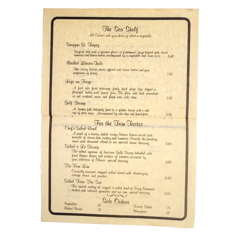 Oliver's Restaurant Club Drink Dinner Menu Buffalo NY (?) VTG 1970s | eBay