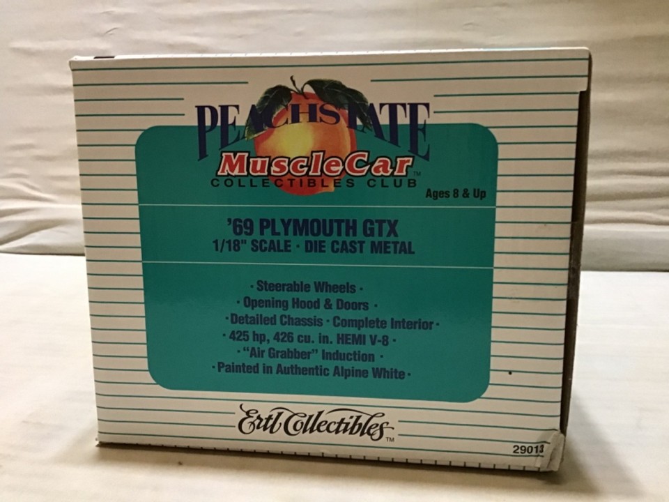 GTX WHITE HARD TOP 1969 HEMI 1/18 PLYMOUTH 29013 AMERICAN MUSCLE ERTL ...