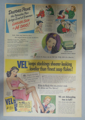 Vel Soap Ad: Cleans Stockings ! Sexy Pantyhose Image! 1940's Size: 11 ...