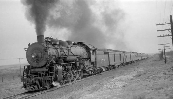 AT&SF Santa Fe Railroad locomotive engine No. 3716 type 4-8-2 OLD TRAIN ...