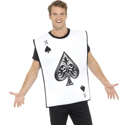 Mens Adult Playing Card Fancy Dress Costume Ace of Spades Reversible ...