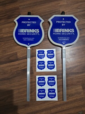 2 BRINKS REFLECTIVE Security Yard Signs with Stake + 8 2-Sided Decals ...