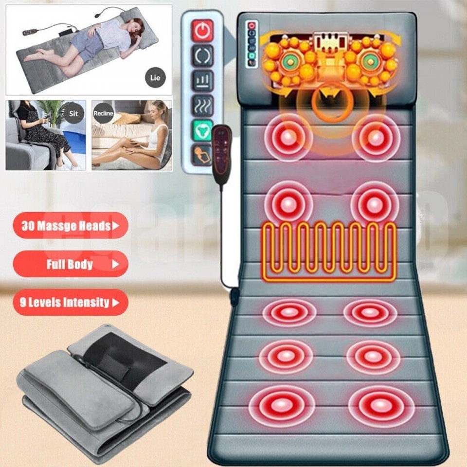 Full Body Electric Massage Mat w/Heat Vibration Massage Pad Cushion ...