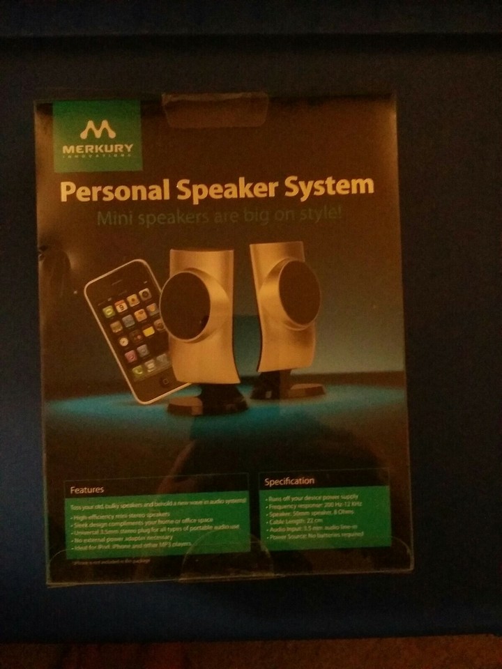 Merkury Innovations Mini Stereo Speaker system for your IPhone, MP3 ...