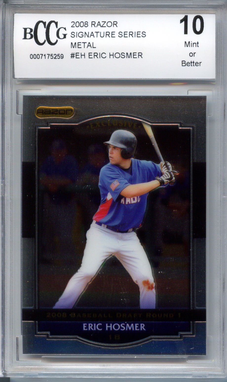 ERIC HOSMER 2008 Razor Metal rookie only 202 exist BCCG 10 graded MINT ...